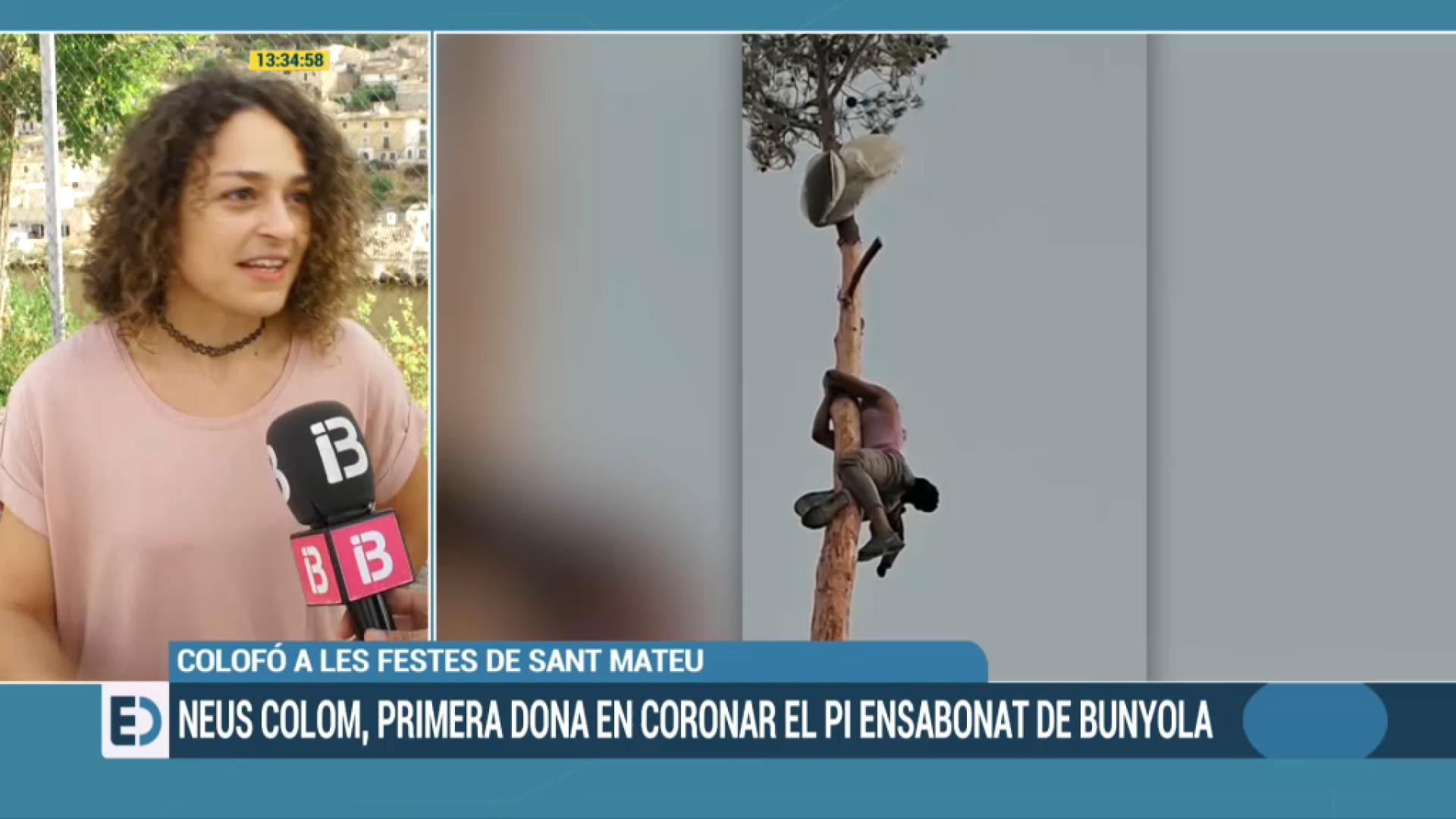 IB3 | Neus Colom, la primera dona a coronar el pi ensabonat de Bunyola
